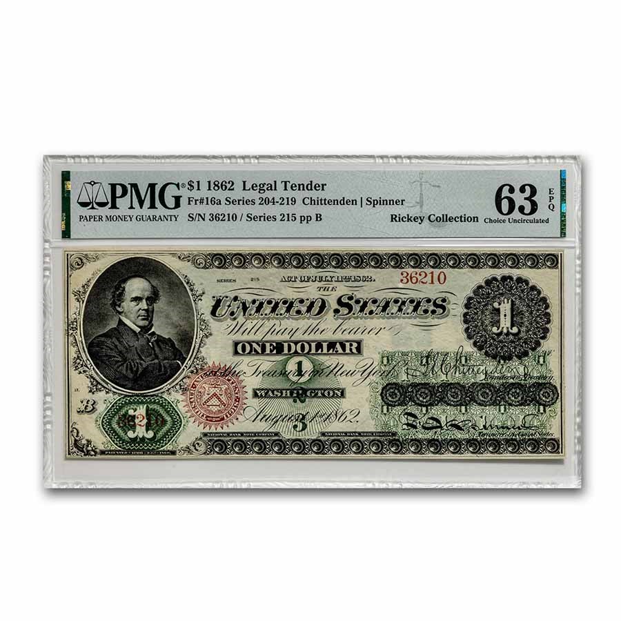 Buy 1862 $1.00 Legal Tender Salmon P. Chase Ch CU-63 EPQ PMG (Fr#16a ...