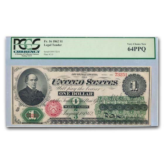 Buy 1862 $1.00 Legal Tender Salmon P. Chase CU-64 PPQ PCGS | APMEX