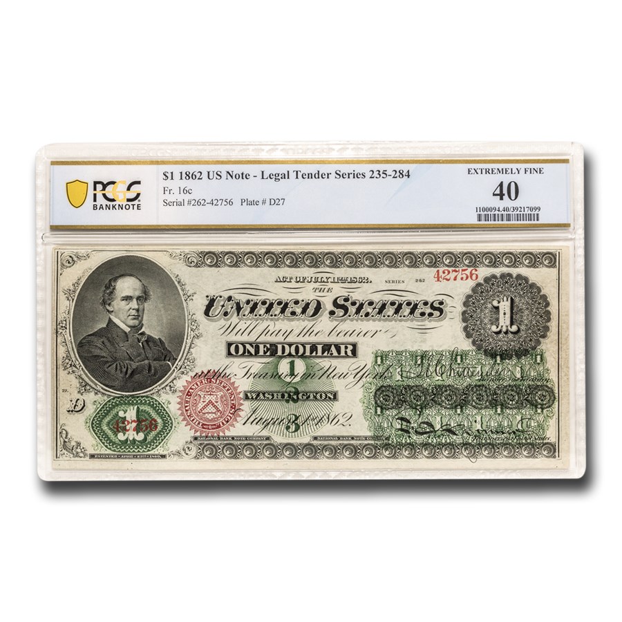 Buy 1862 $1.00 Legal Tender Salmon P. Chase XF-40 PCGS FR#16c | APMEX