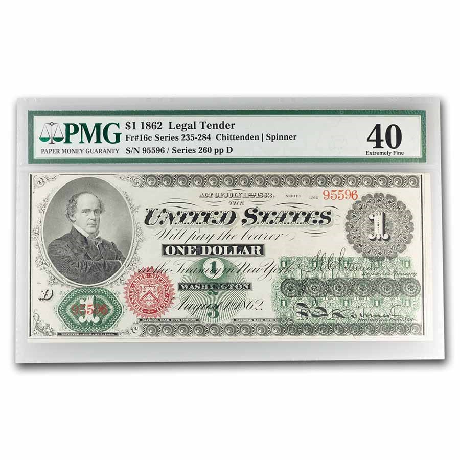 Buy 1862 $1.00 Legal Tender Salmon P. Chase XF-40 PMG (Fr#16C) | APMEX