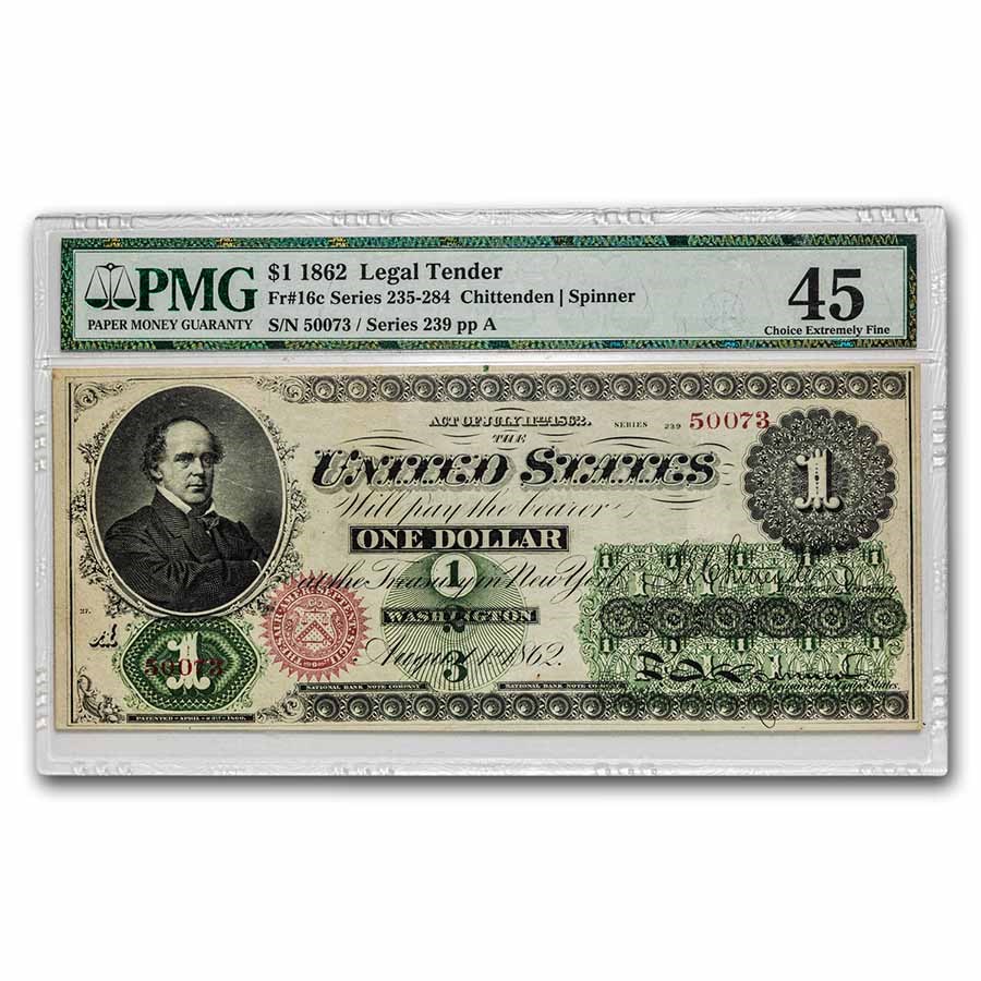 Buy 1862 $1.00 Legal Tender Salmon P. Chase XF-45 PMG (Fr#16C) Repair ...