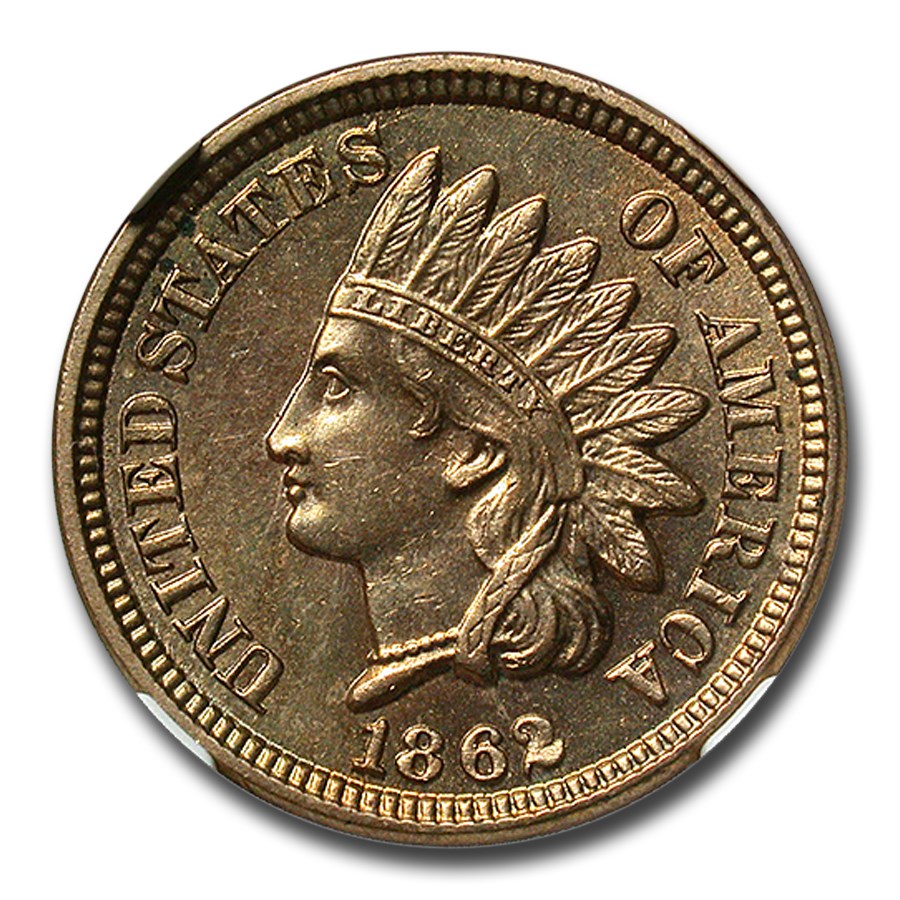 1862 Indian Head Cent MS-62 NGC
