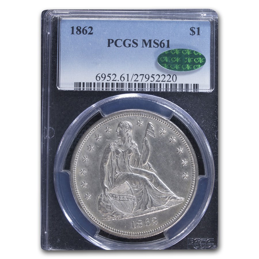 Buy 1862 Liberty Seated Dollar MS-61 PCGS CAC | APMEX