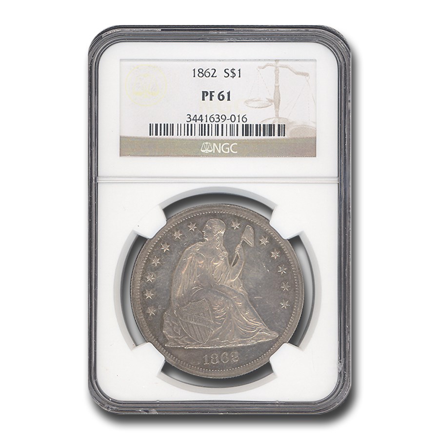 1862 Liberty Seated Dollar PF-61 NGC