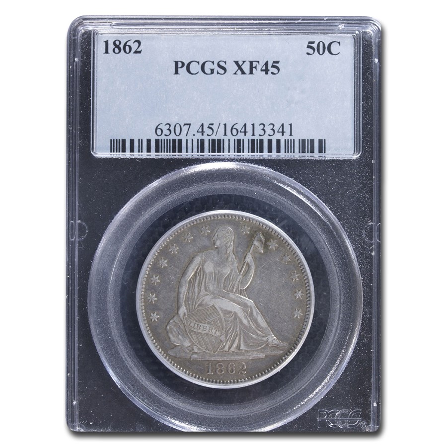 Buy 1862 Liberty Seated Half Dollar XF-45 PCGS | APMEX