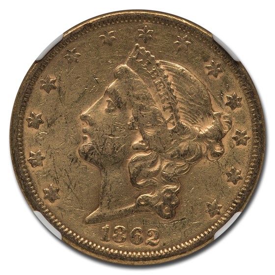 Buy 1862-S $20 Liberty Gold Double Eagle AU-50 NGC | APMEX