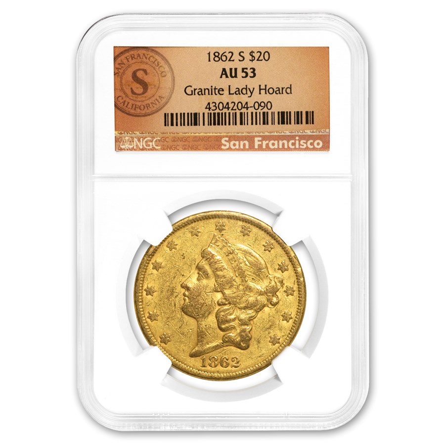 Buy 1862-S $20 Liberty Gold Double Eagle AU-53 NGC (Granite Lady Hrd) | APMEX