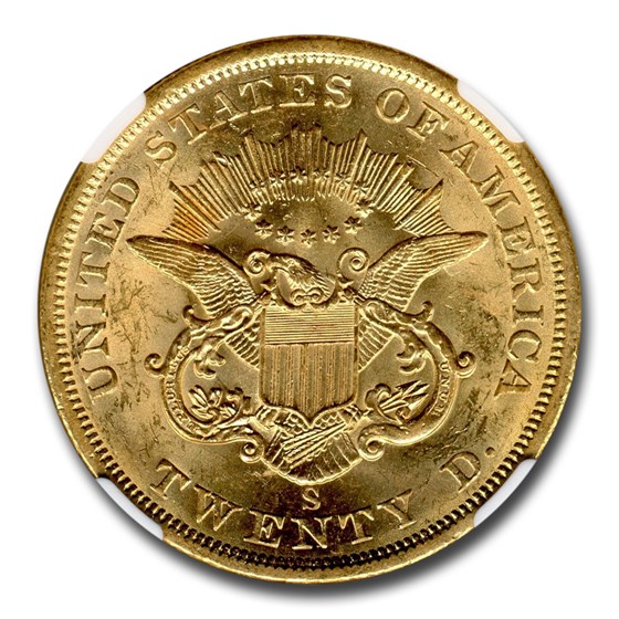 Buy 1862-S $20 Liberty Gold Double Eagle MS-60 NGC (SS Republic) | APMEX