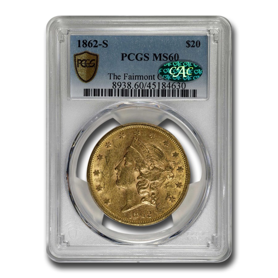 Buy 1862-S $20 Liberty Gold Double Eagle MS-60 PCGS CAC | APMEX
