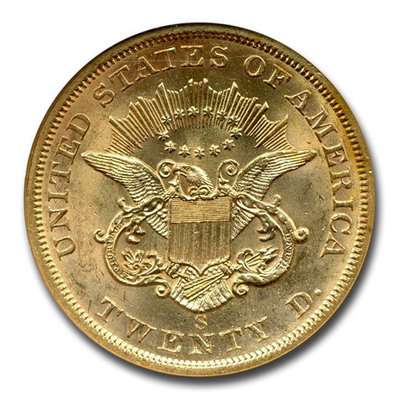 Buy 1862-S $20 Liberty Gold Double Eagle MS-62 NGC CAC (SS Republic ...