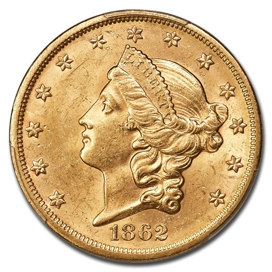 Buy 1862-S $20 Liberty Gold Double Eagle MS-62+ PCGS | APMEX
