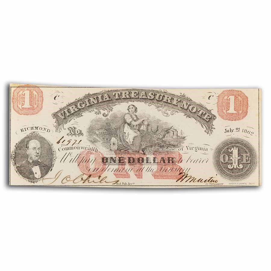 Buy 1862 Virginia Treasury Note $1.00 CU | APMEX
