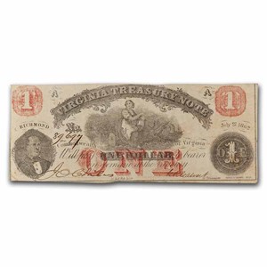 Buy 1862 Virginia Treasury Note $1 Note VF | APMEX