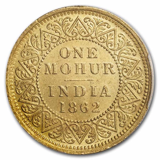 Buy 1862(c) India-British Gold Mohur Victoria MS-62 PCGS | APMEX