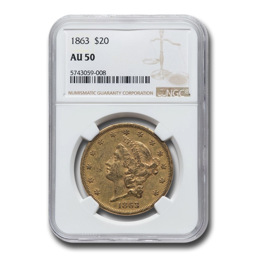 Buy 1863 $20 Liberty Gold Double Eagle AU-50 NGC | APMEX