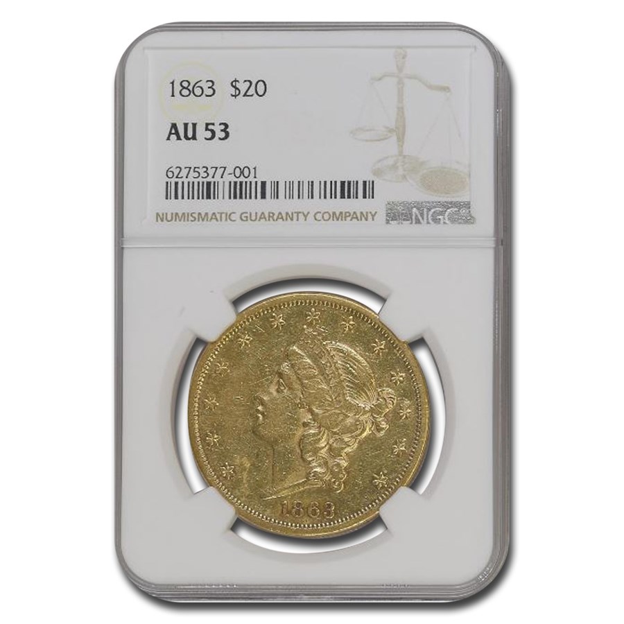 Buy 1863 $20 Liberty Gold Double Eagle AU-53 NGC | APMEX