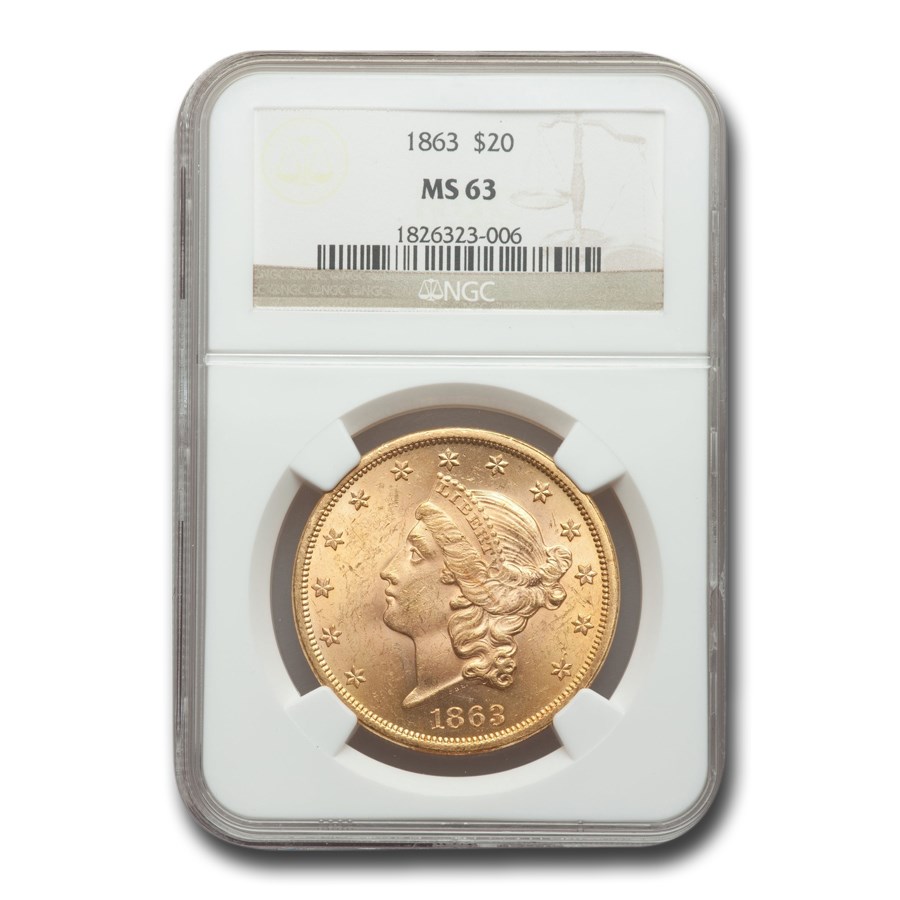 Buy 1863 $20 Liberty Gold Double Eagle MS-63 NGC | APMEX