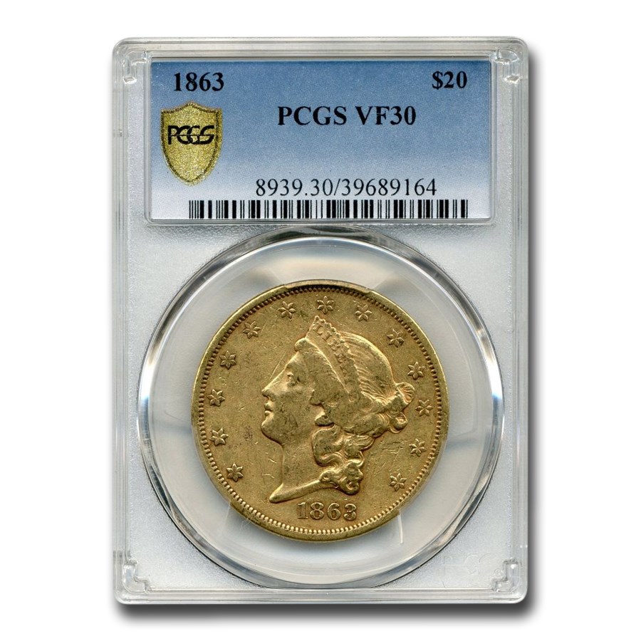 Buy 1863 $20 Liberty Gold Double Eagle VF-30 PCGS | APMEX