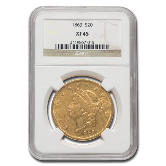 Buy 1863 $20 Liberty Gold Double Eagle XF-45 NGC | APMEX