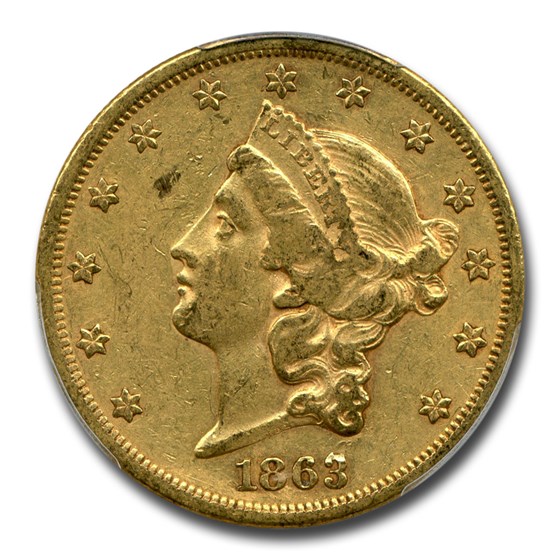 Buy 1863 $20 Liberty Gold Double Eagle XF-45 PCGS CAC | APMEX