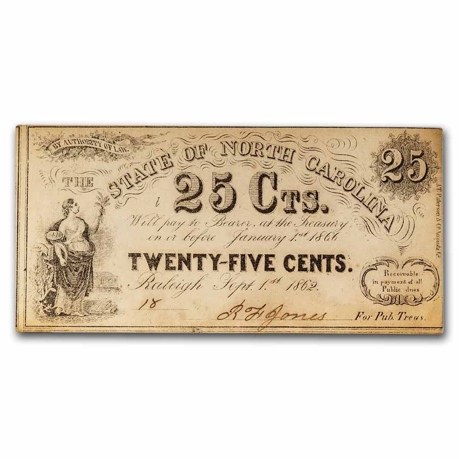 Buy 1863 25 Cents Bank of the State of North Carolina CR-139 AU | APMEX