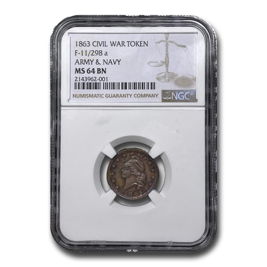 1863 Civil War Token Army & Navy MS-64 NGC (Brown)