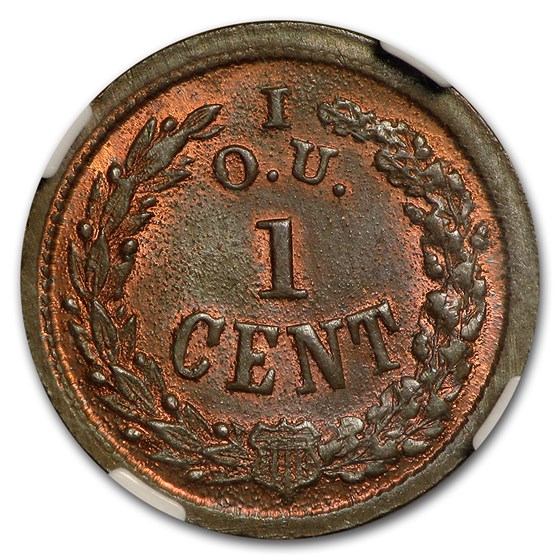 Buy 1863 Civil War Token F-1/391 a I.O.U. ONE CENT MS-64 NGC (BN) | APMEX