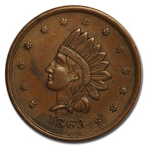 Buy 1863 Large Cent Civil War Store Card Indian Head XF | APMEX