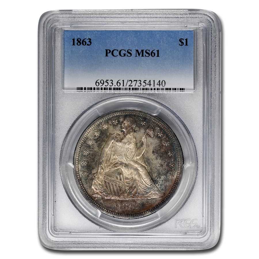 Buy 1863 Liberty Seated Dollar MS-61 PCGS | APMEX