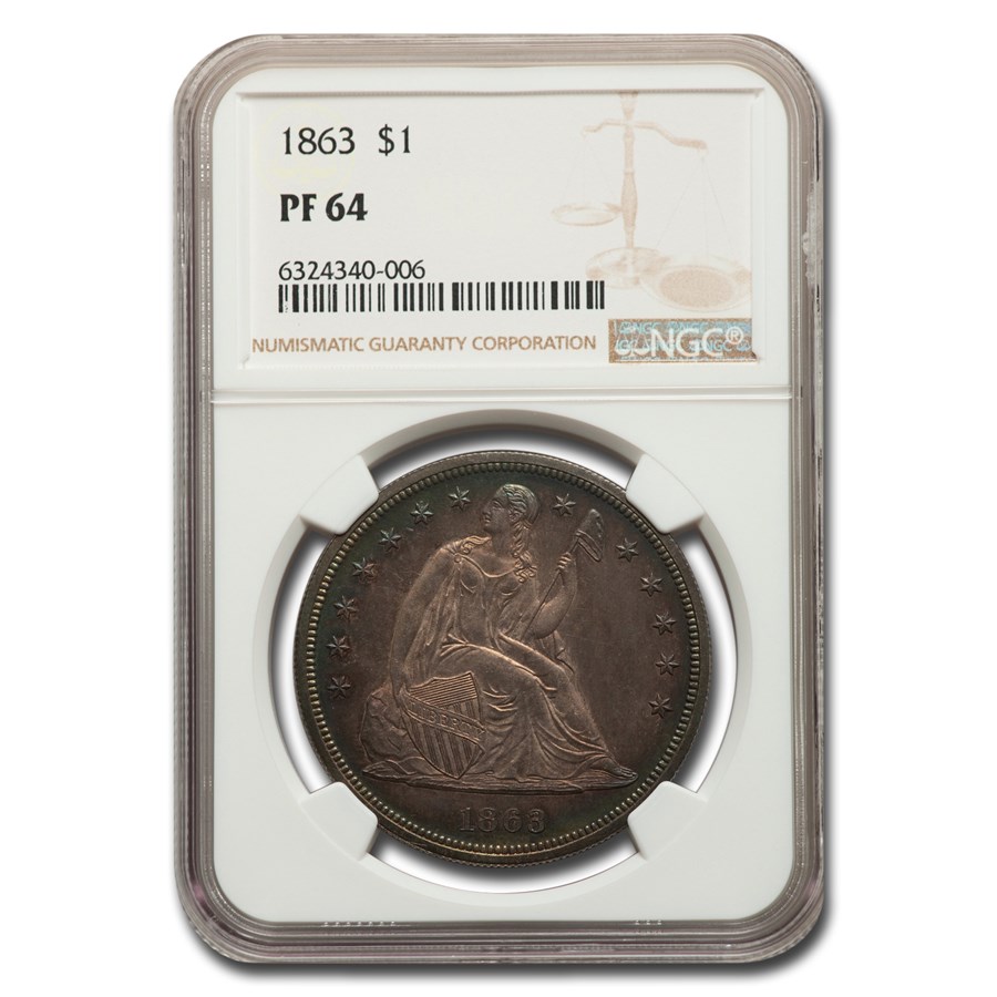 Buy 1863 Liberty Seated Dollar PF-64 NGC | APMEX
