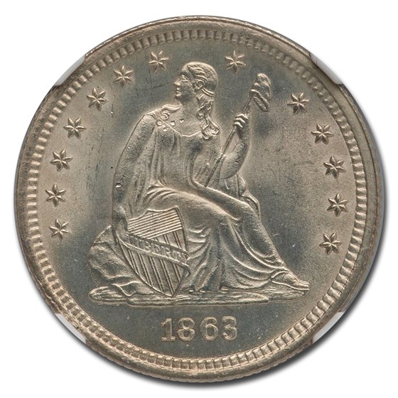 Buy 1863 Liberty Seated Quarter MS-65 NGC (Green Label) | APMEX
