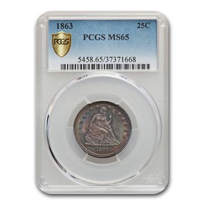 Buy 1863 Liberty Seated Quarter MS-65 PCGS | APMEX