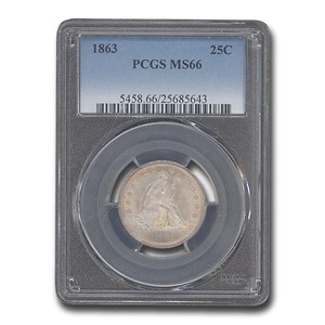 Buy 1863 Liberty Seated Quarter MS-66 PCGS | APMEX