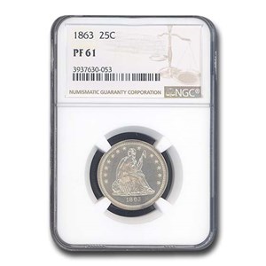 Buy 1863 Liberty Seated Quarter PF-61 NGC | APMEX