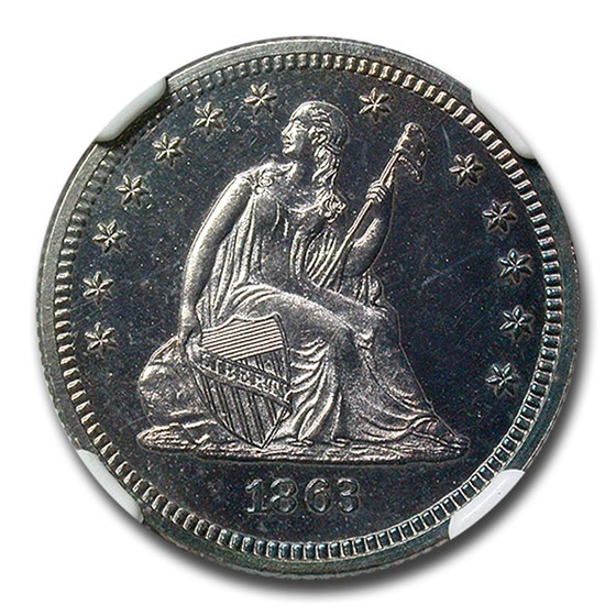 1863 Liberty Seated Quarter PF-64 NGC