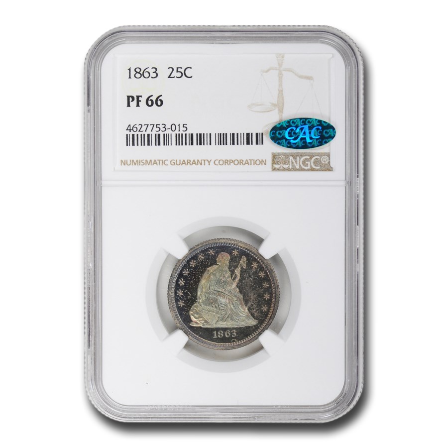 Buy 1863 Liberty Seated Quarter PF-66 NGC CAC | APMEX