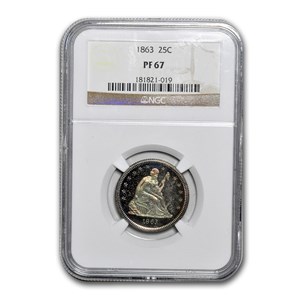 Buy 1863 Liberty Seated Quarter PF-67 NGC | APMEX