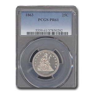 Buy 1863 Liberty Seated Quarter PR-61 PCGS | APMEX