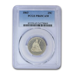 Buy 1863 Liberty Seated Quarter PR-65 Cameo PCGS | APMEX