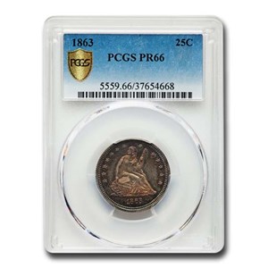 Buy 1863 Liberty Seated Quarter PR-66 PCGS | APMEX
