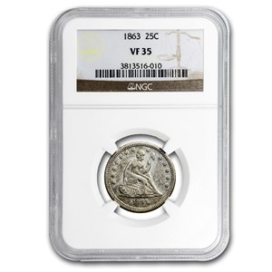 Buy 1863 Liberty Seated Quarter VF-35 NGC | APMEX