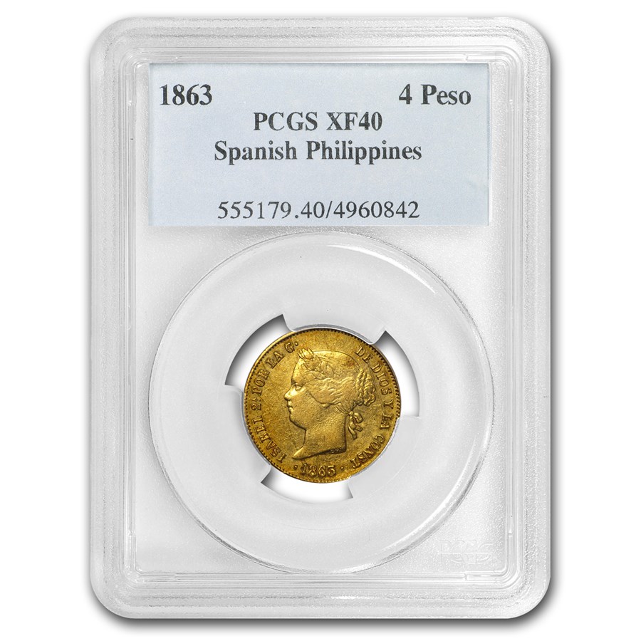 Buy 1863 Philippines Gold 4 Pesos XF-40 PCGS | APMEX
