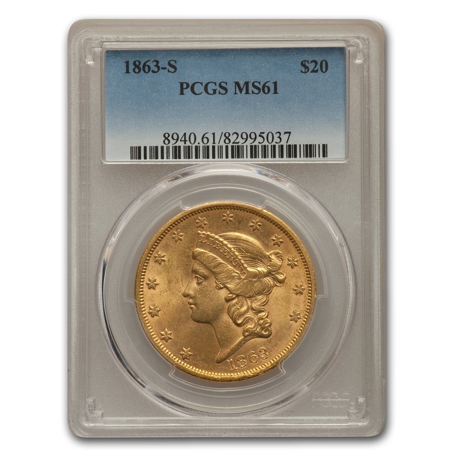 Buy 1863-S $20 Liberty Gold Double Eagle MS-61 PCGS | APMEX