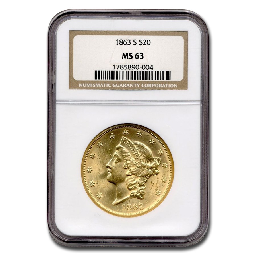 Buy 1863-S $20 Liberty Gold Double Eagle MS-63 NGC | APMEX