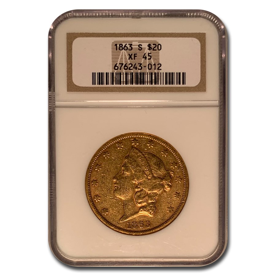 Buy 1863-S $20 Liberty Gold Double Eagle XF-45 NGC | APMEX