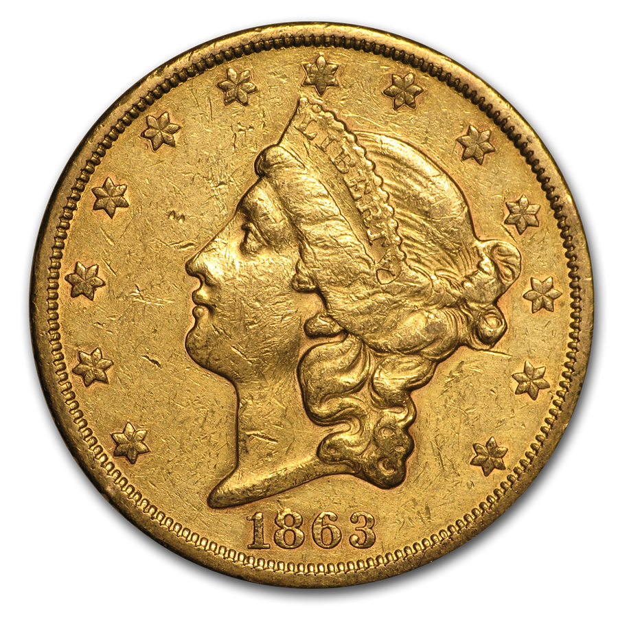 1863-S $20 Liberty Gold Double Eagle XF Details (Cleaned) Coin For Sale ...