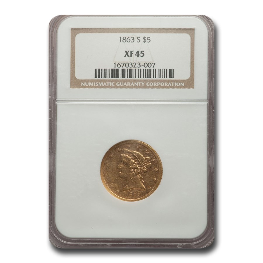 Buy 1863-S $5 Liberty Gold Half Eagle XF-45 NGC | APMEX
