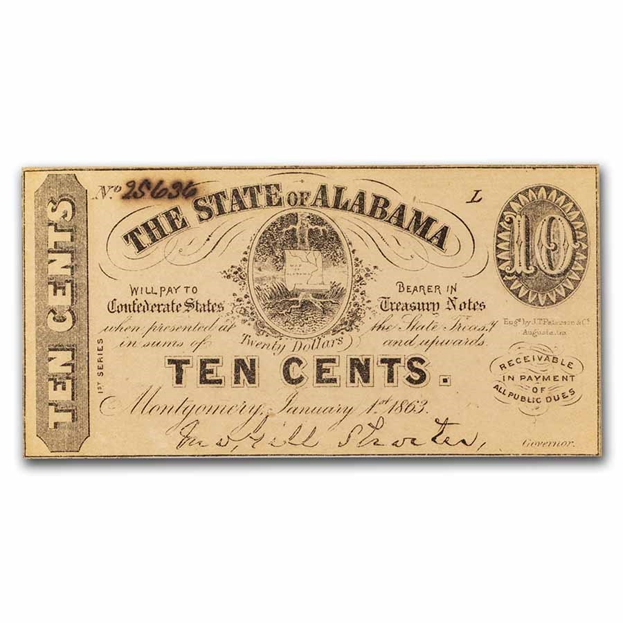 Buy 1863 State of Alabama 10 Cent Note (CR-9) AU | APMEX