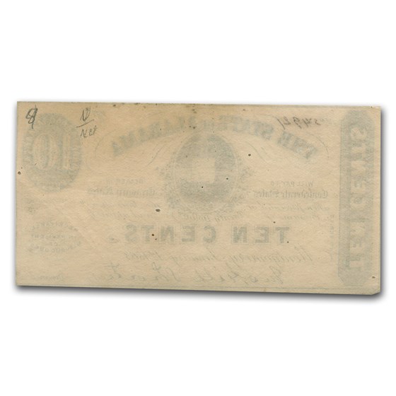 Buy 1863 State of Alabama 10 Cent Note (CR-9) XF | APMEX