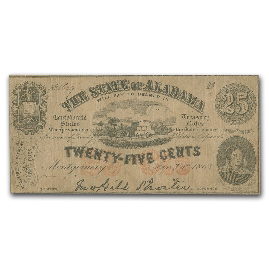 Buy 1863 State of Alabama 25 Cent Note (CR-6) VF | APMEX